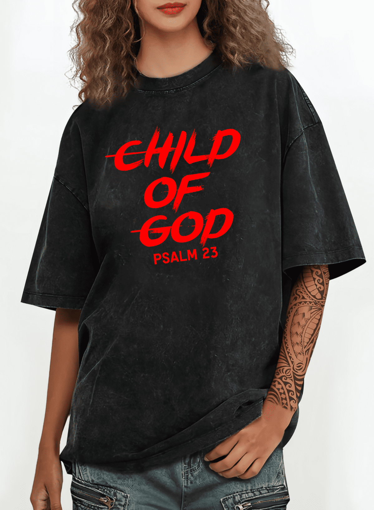 Christian Child of God psalm Inspired Red print Graphic Retro Soft ...