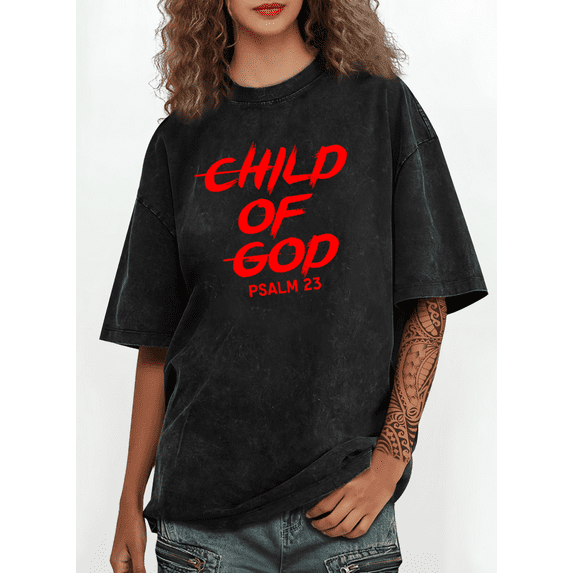 Christian Child of God psalm Inspired Red print Graphic Retro Soft ...