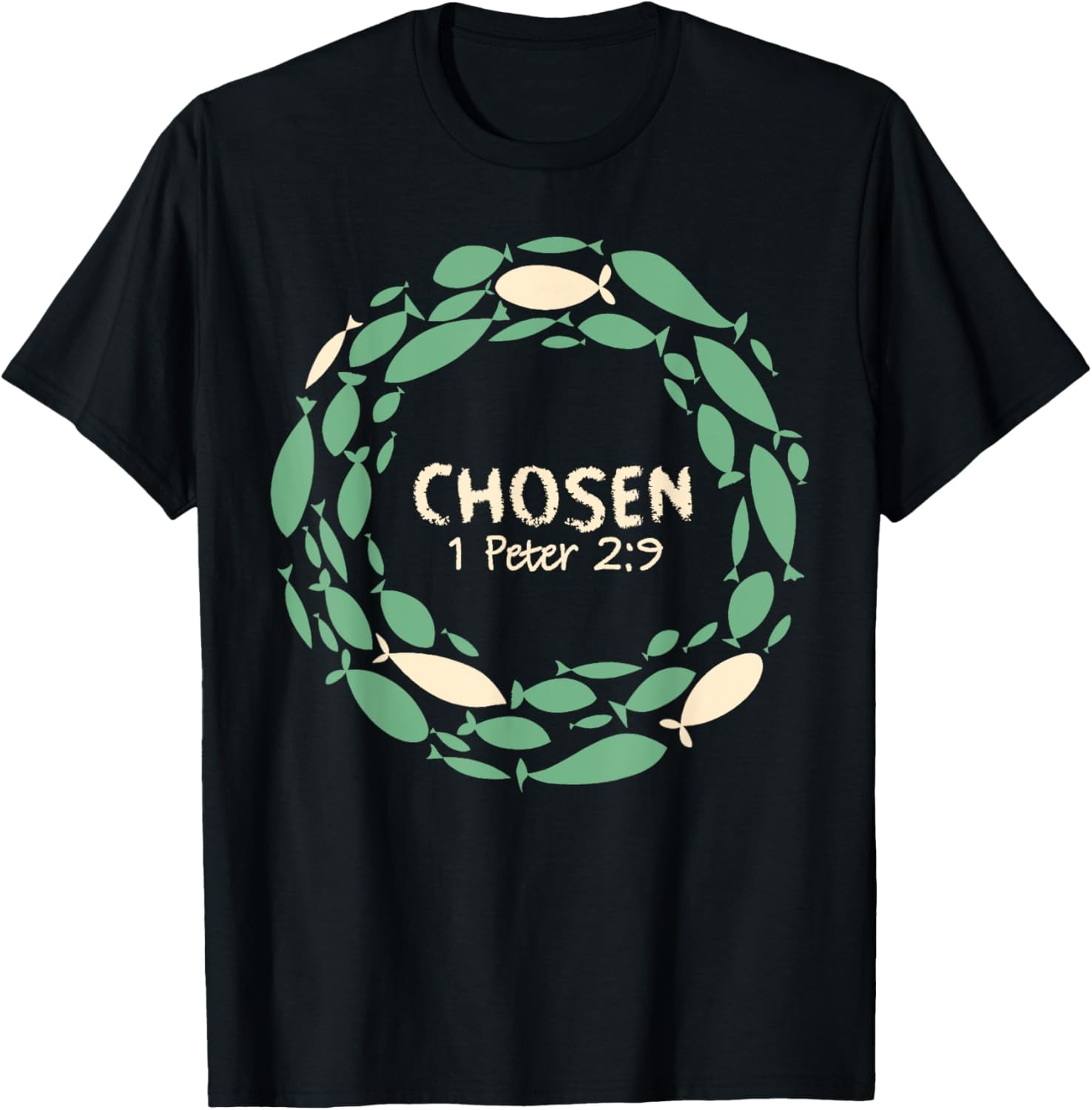 Christian Chosen Fish Swim Against The Current Bible T-Shirt - Walmart.com