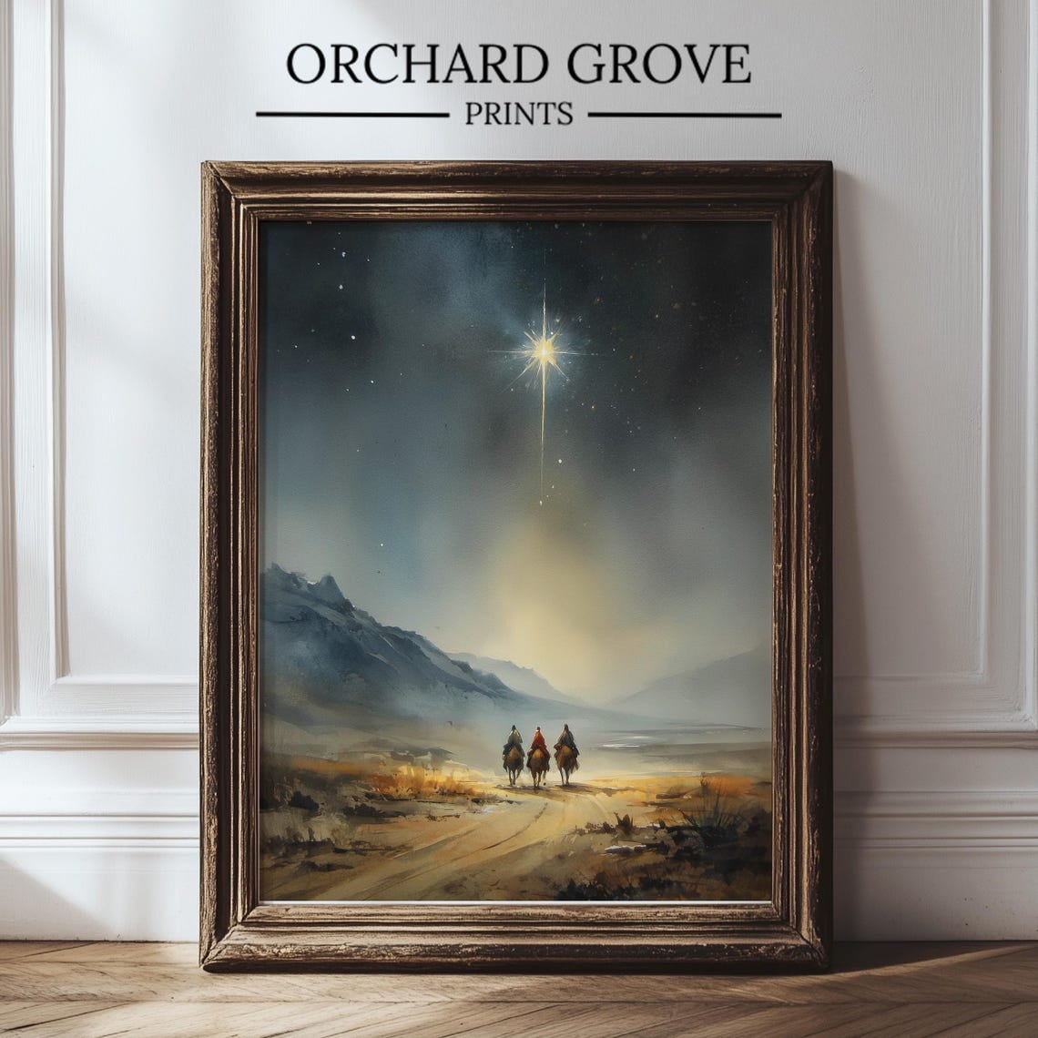 Christian Christmas Art, Starry Night Nativity Wall Art, Spiritual ...