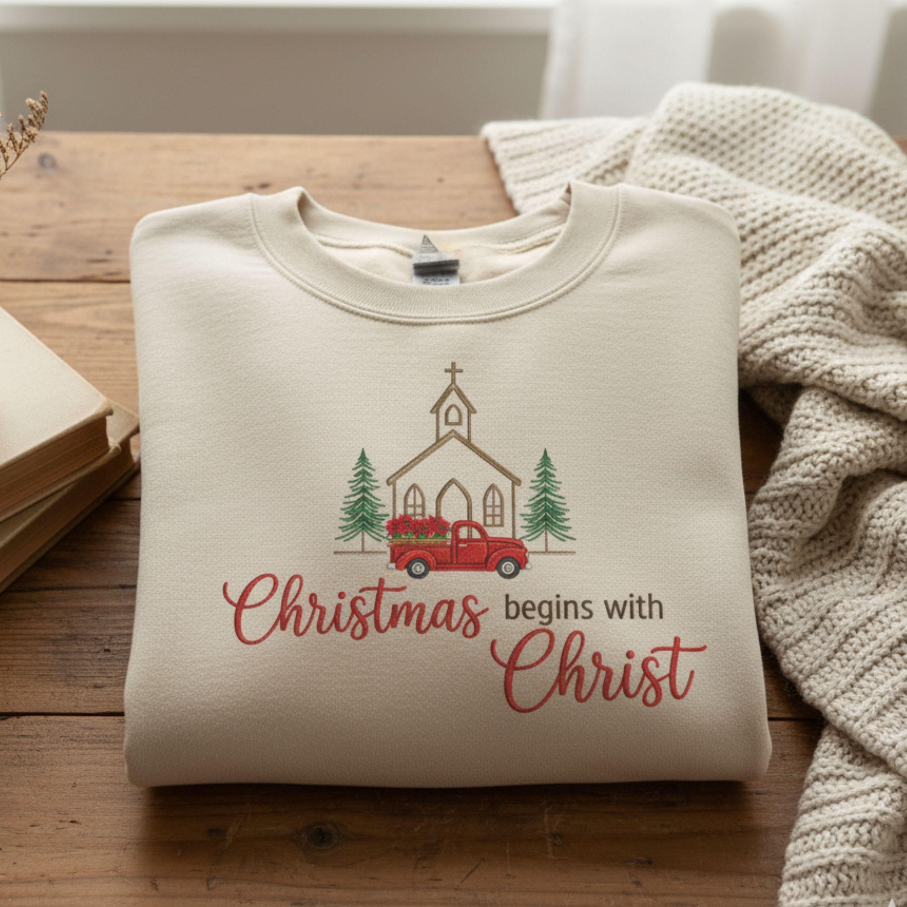 Christian Christmas Embroidered Sweatshirt, Jesus Festive Crewneck ...