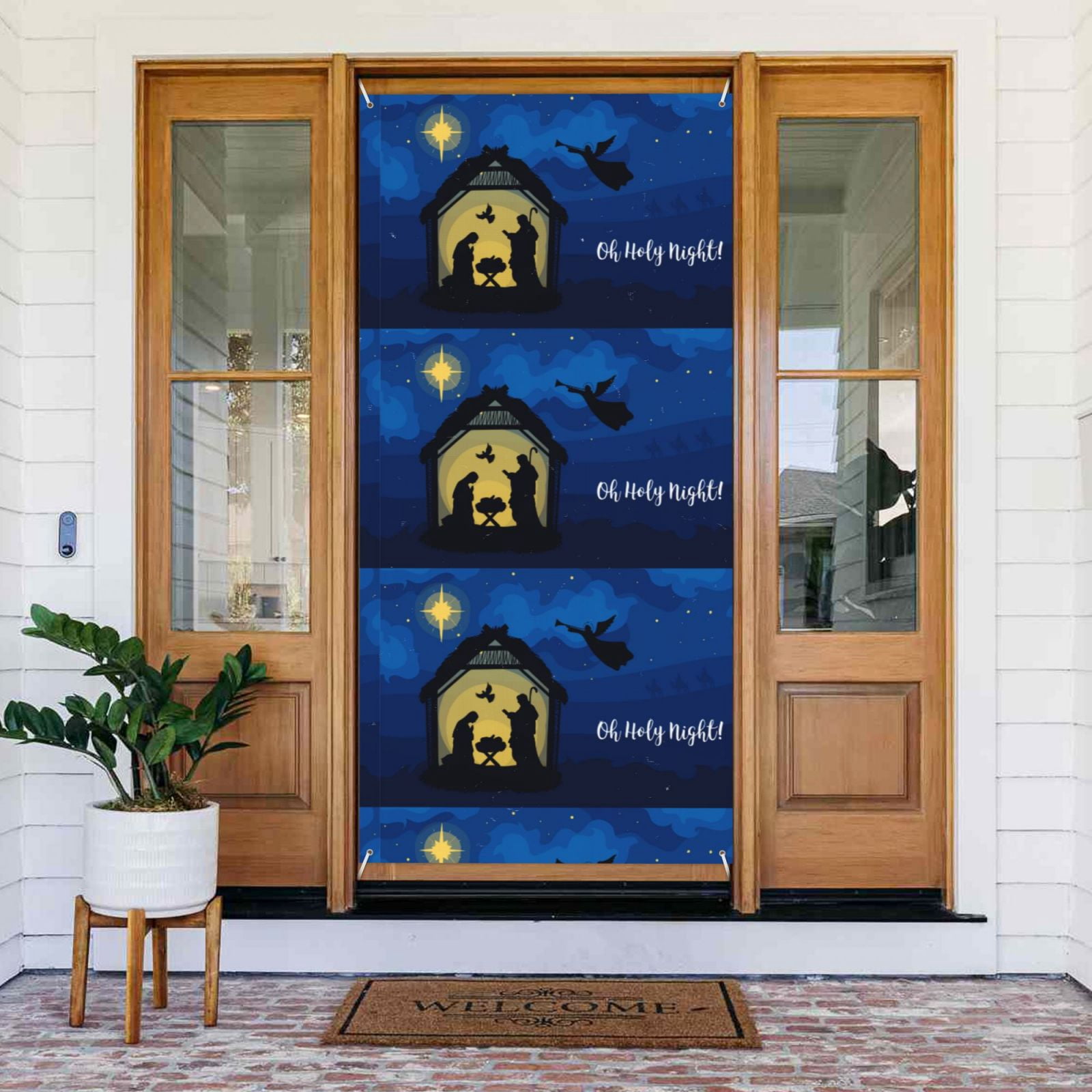 Christian Christmas Nativity Scene O Holy Night Door Cover Decoration ...