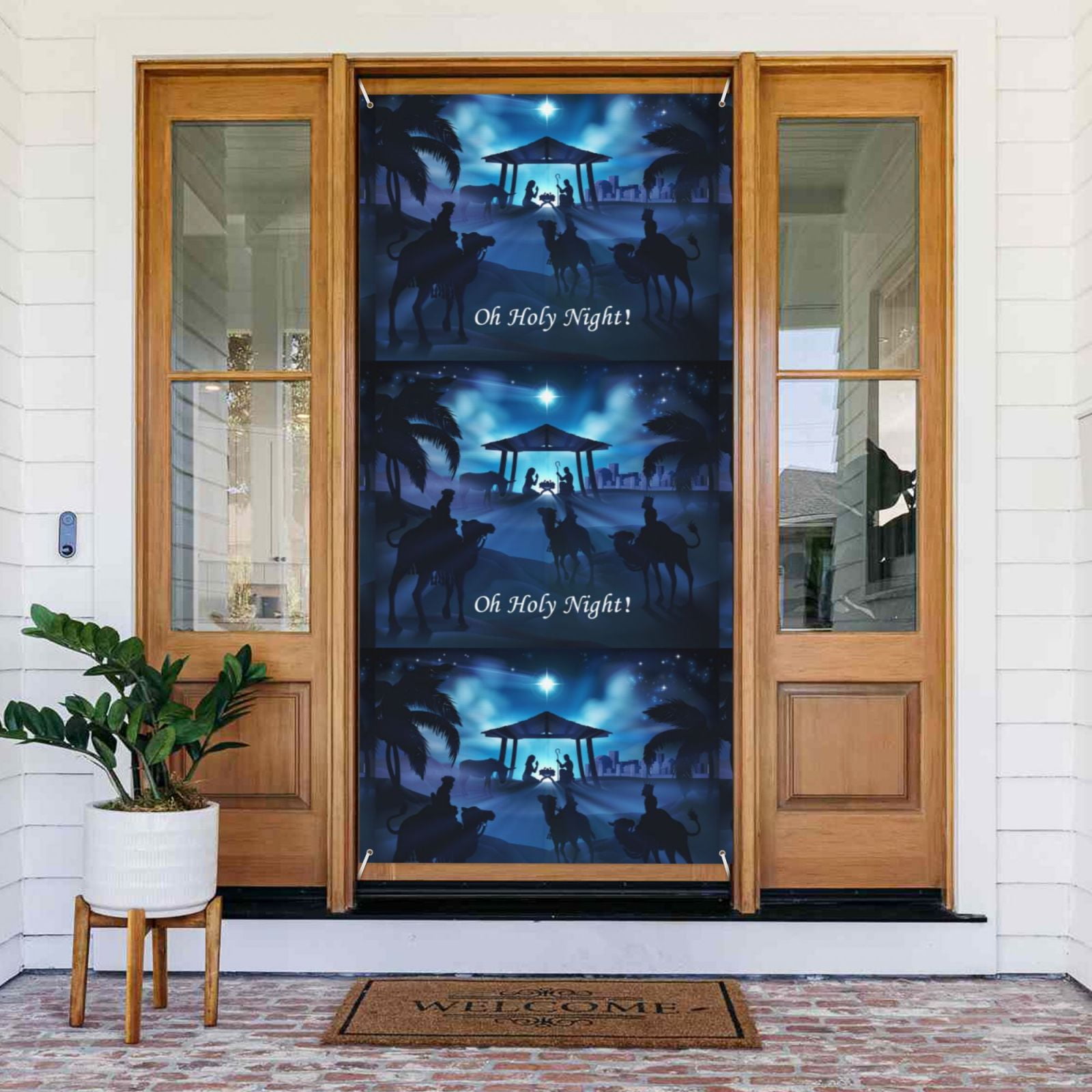 Christian Christmas Nativity Scene O Holy Night Door Cover Decoration ...