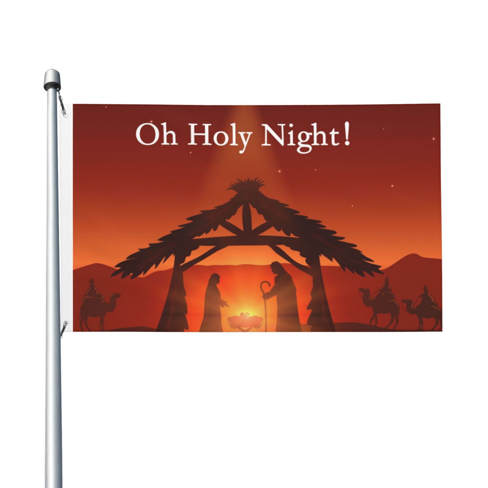 Christian Christmas Nativity Scene O Holy Night Garden Flags 3x5 Ft ...