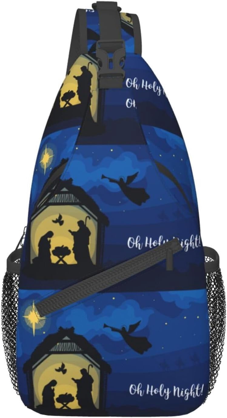 Christian Christmas Nativity Scene O Holy Night Sling Bag Crossbody ...