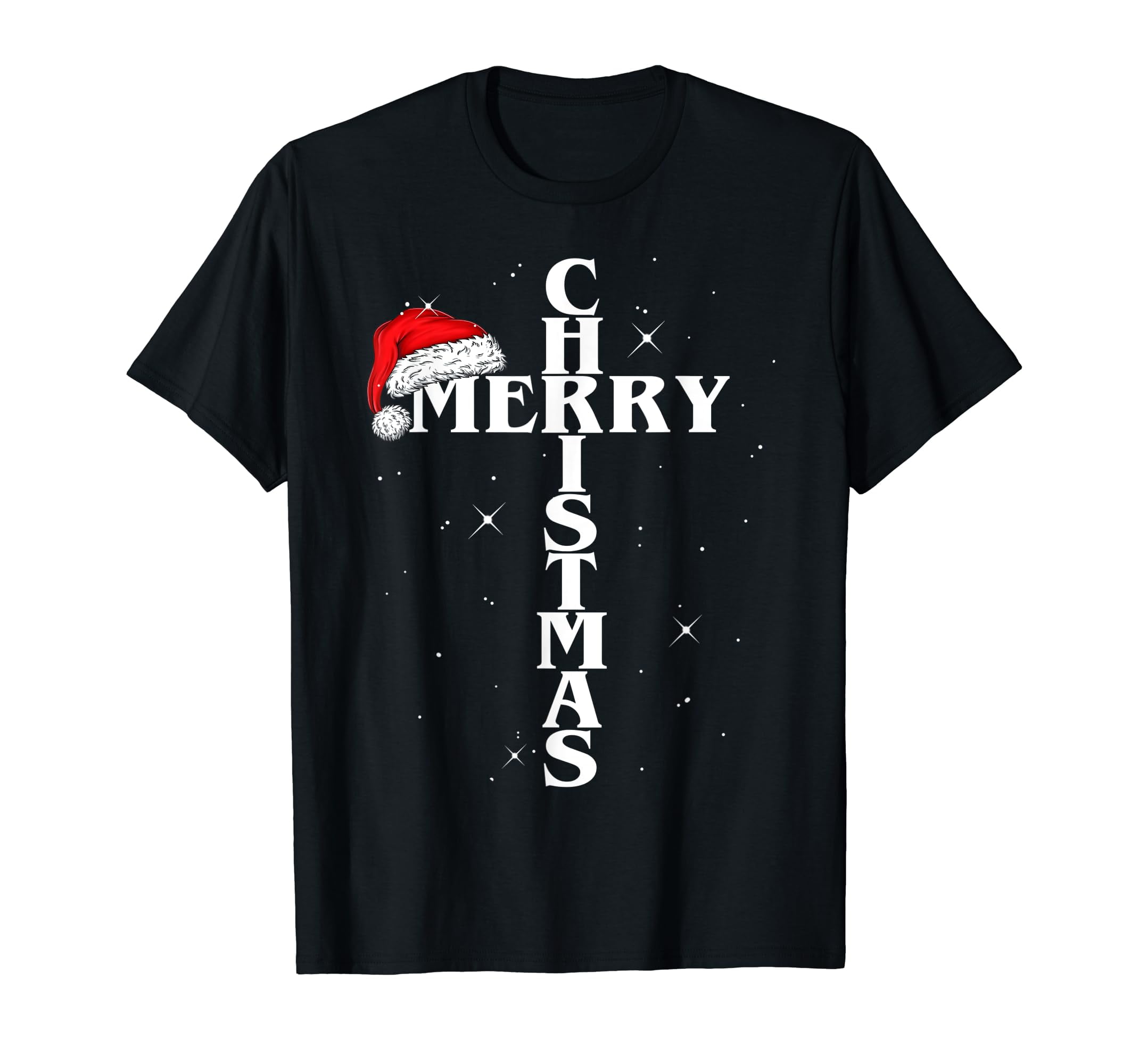 Christian Christmas Santa hat Jesus Cross and snow T-Shirt - Walmart.com