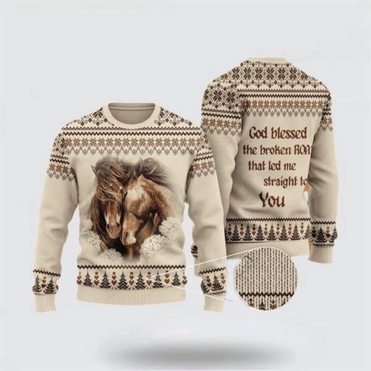 Christian Christmas Sweater, Love Horse God Blessed Christmas Sweater ...