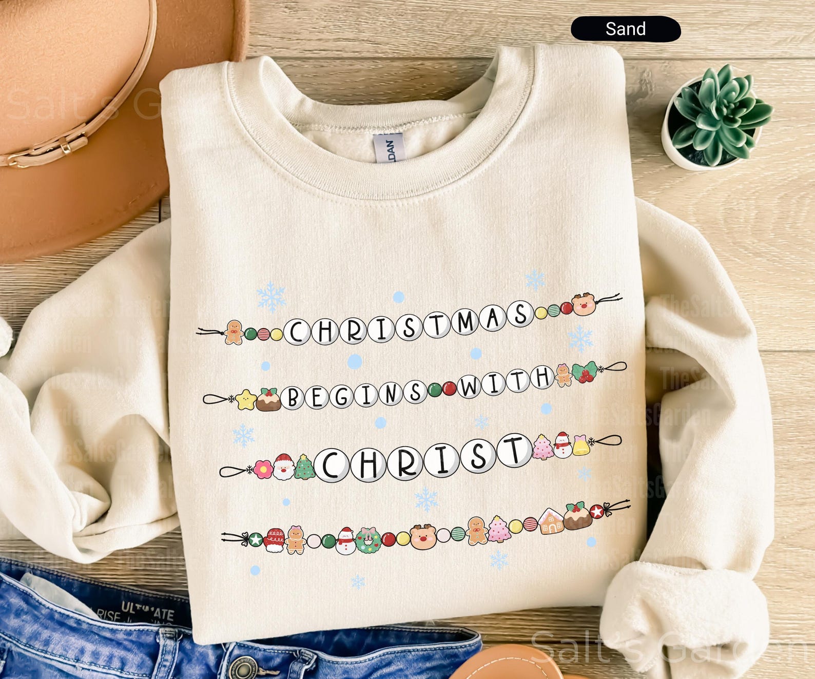 Christian Christmas Sweatshirt Bracelet Christmas Begins With Christ ...