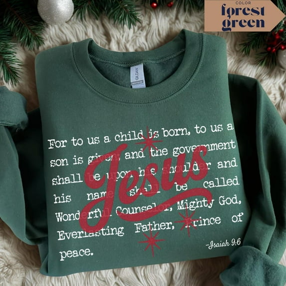Christian Christmas Sweatshirt – Isaiah 9:6 Bible Verse Sweater ...