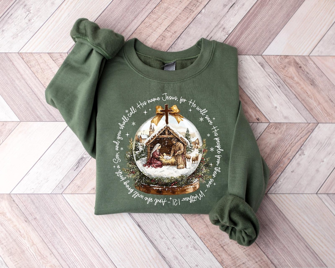 Christian Christmas Sweatshirt, Nativity Scene Sweater, Christmas ...