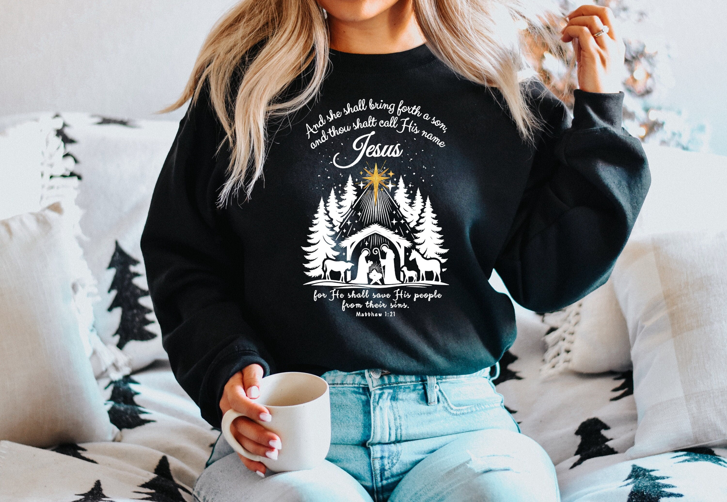 Christian Christmas Sweatshirt, Nativity Scene Sweater, Christmas ...