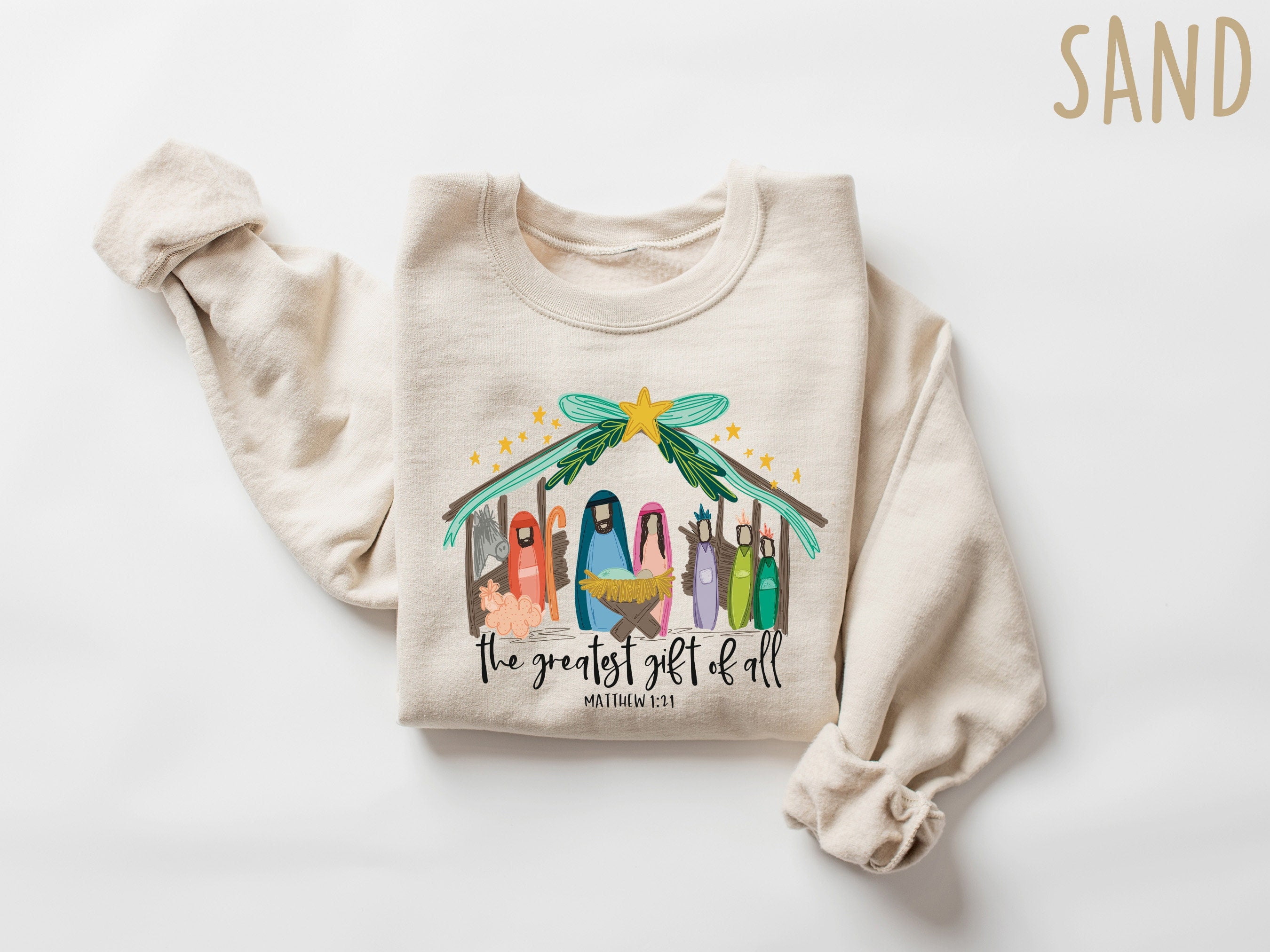 Christian Christmas Sweatshirt, Nativity Scene Sweater, Christmas ...