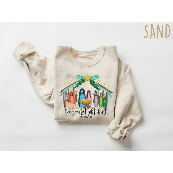 Christian Christmas Sweatshirt, Nativity Scene Sweater, Christmas ...