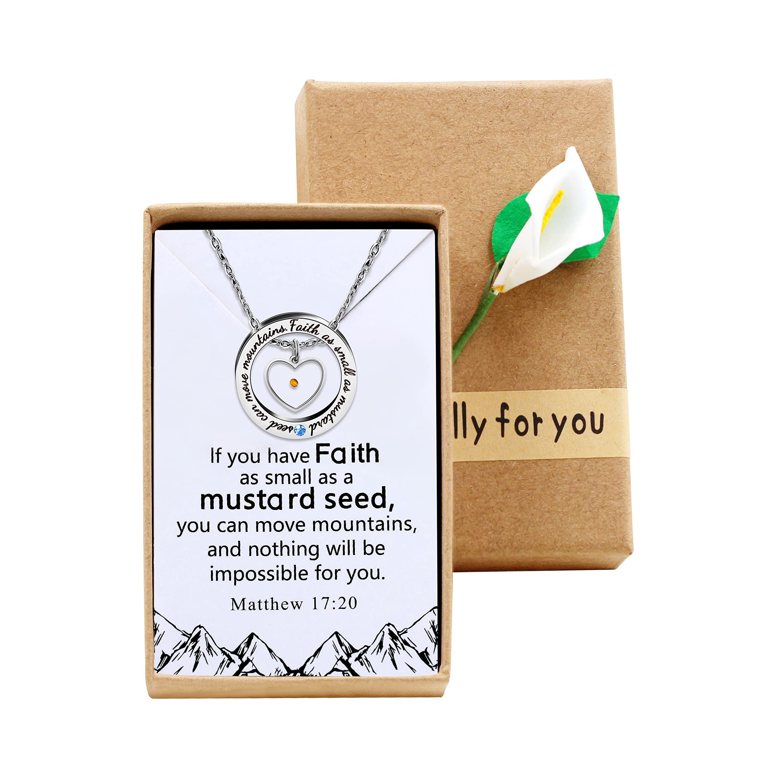 Christian Circle Ring Necklace Engraved Faith As Small As A Mustard ...
