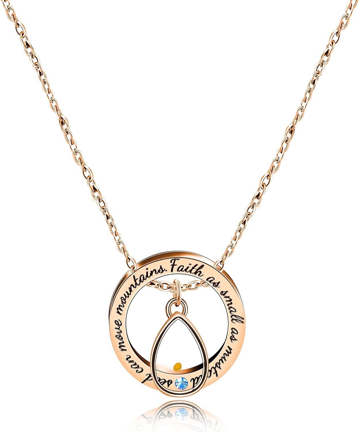 Christian Circle Round Ring Necklace Engraved Faith As Small As A ...