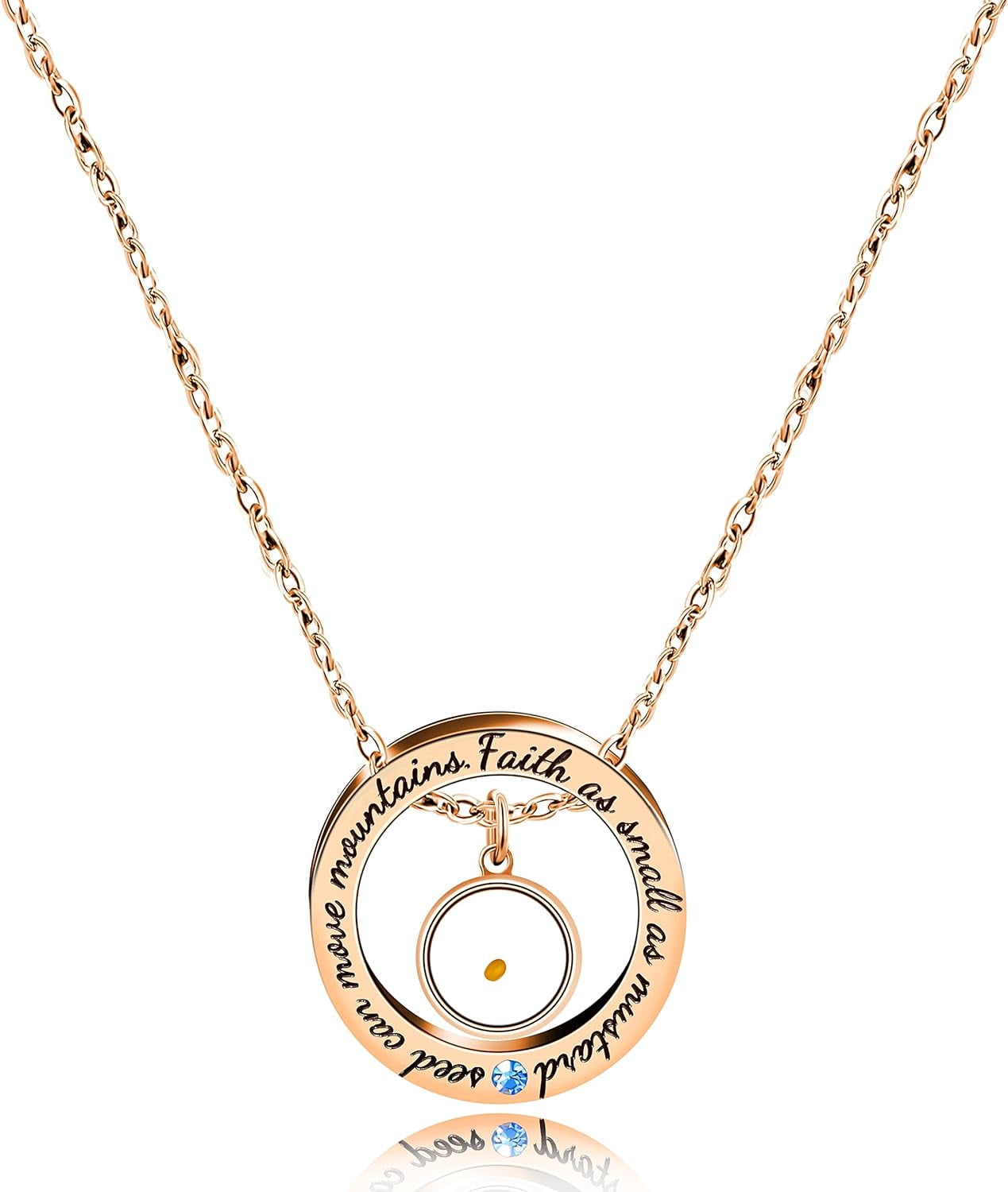 Christian Circle Round Ring Necklace Engraved Faith As Small As A ...