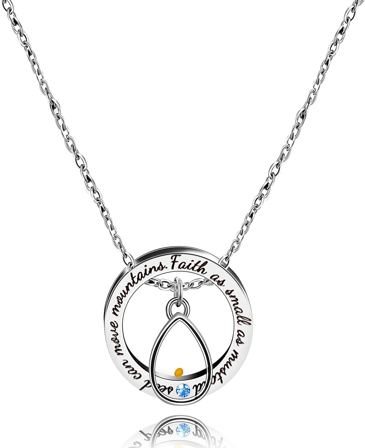 Christian Circle Round Ring Necklace Engraved Faith As Small As A ...