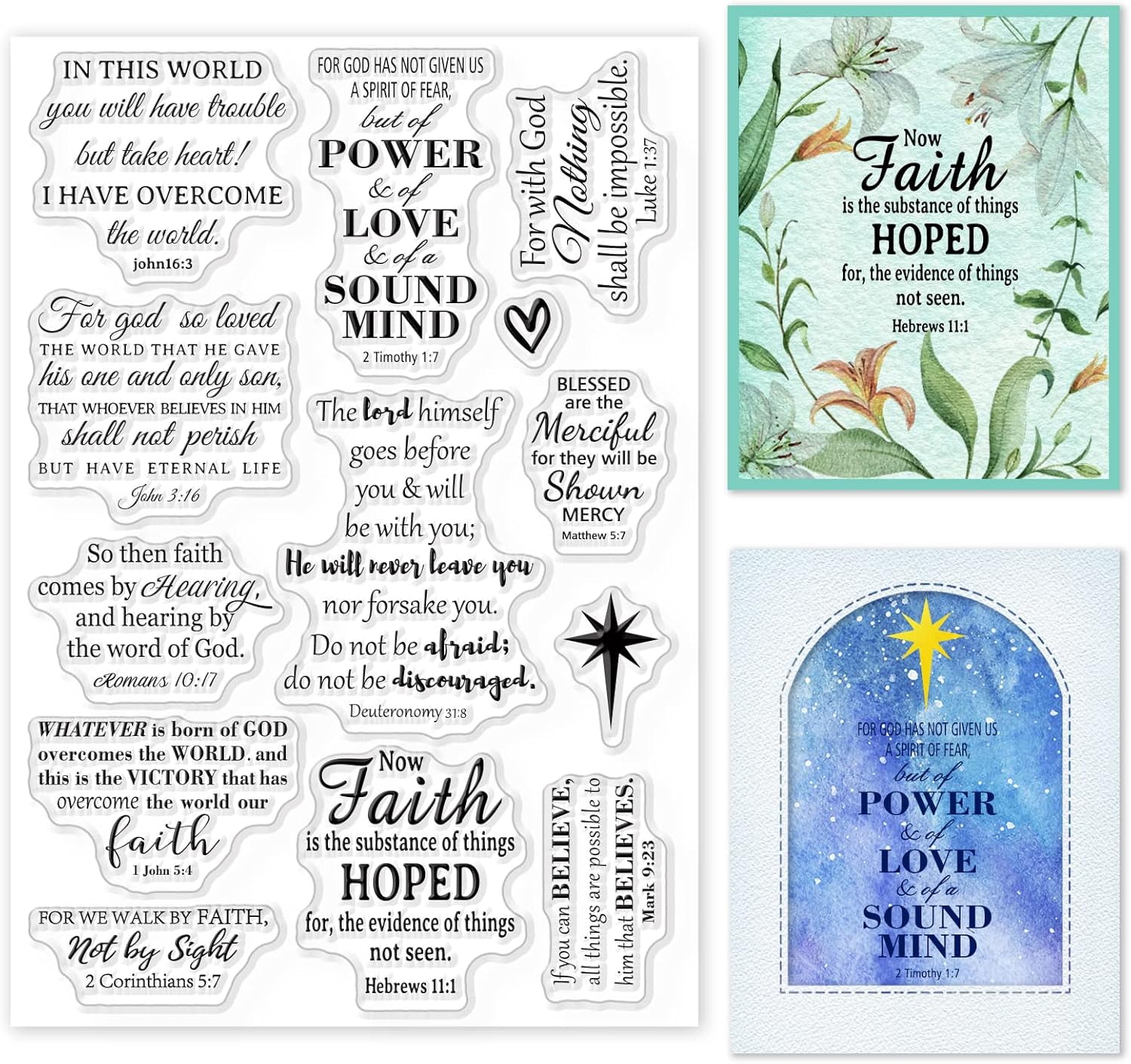 Christian Clear Stamps for Card Making Decorative Inspirational Words ...