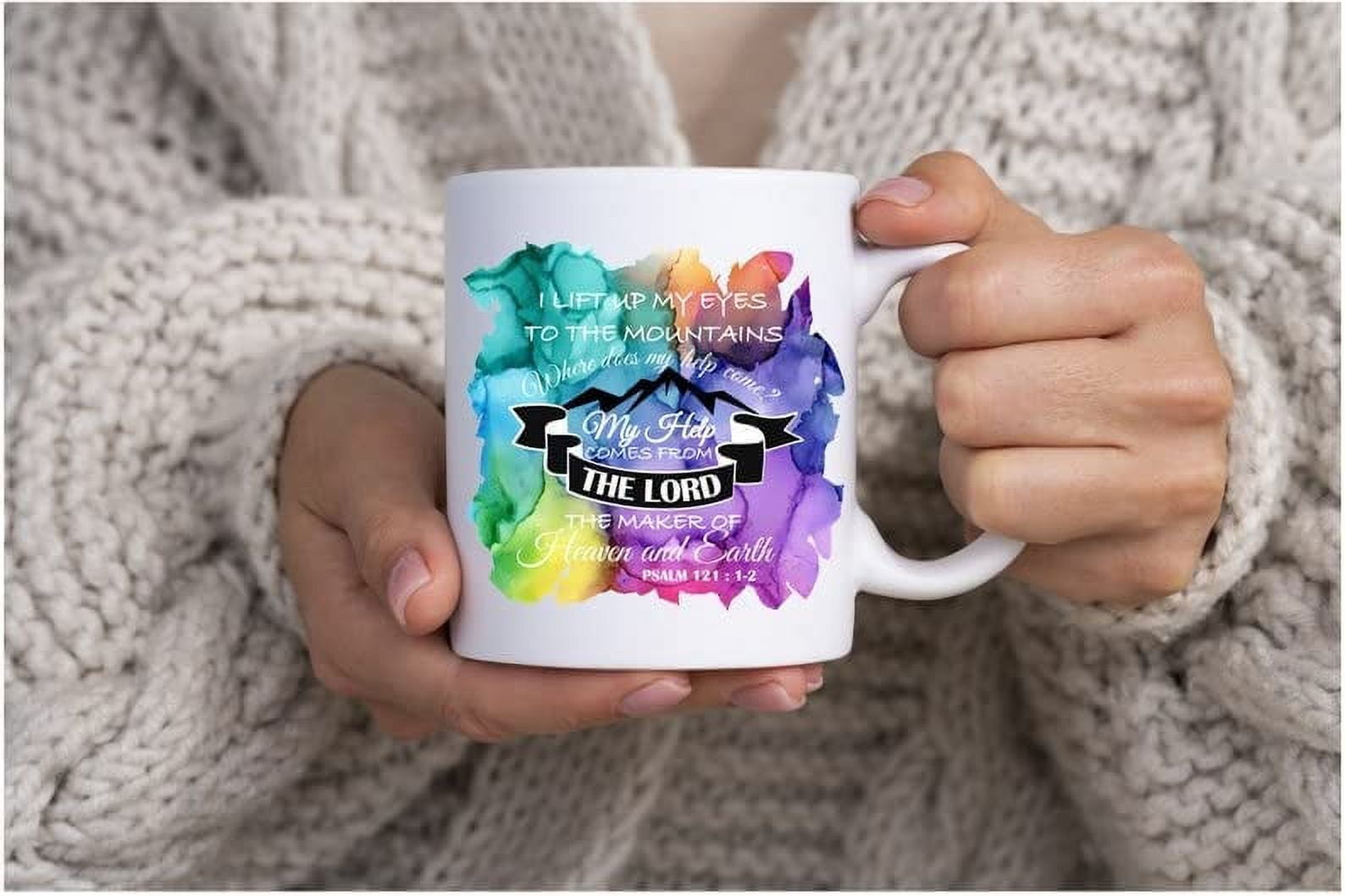 Christian Coffee Cup, I Lift up My Eyes Scripture Mug, Bible Verse Mug ...