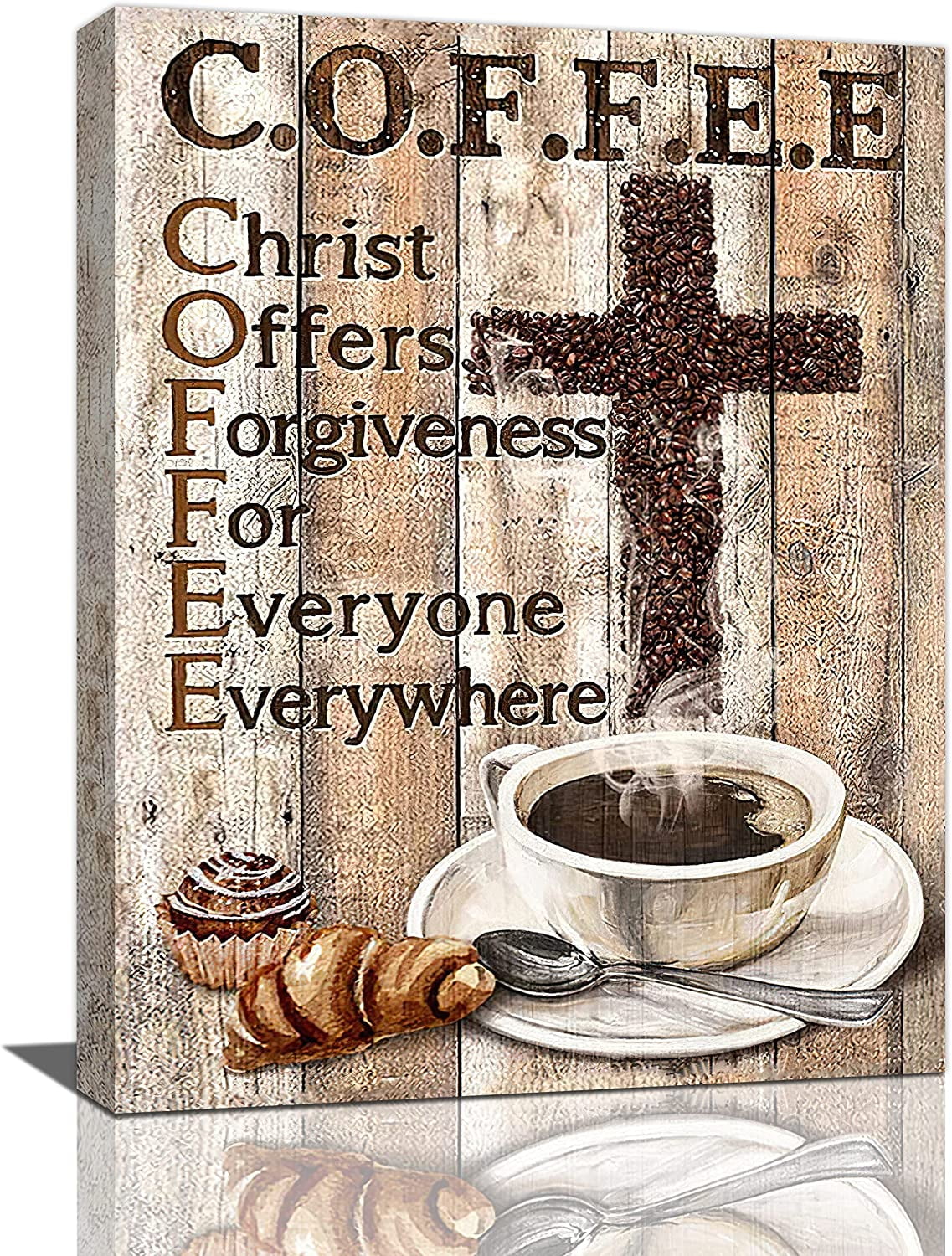 XUEHUAPIAOPIAO Christian Coffee 12"x16" Framed Canvas Art Prints ...