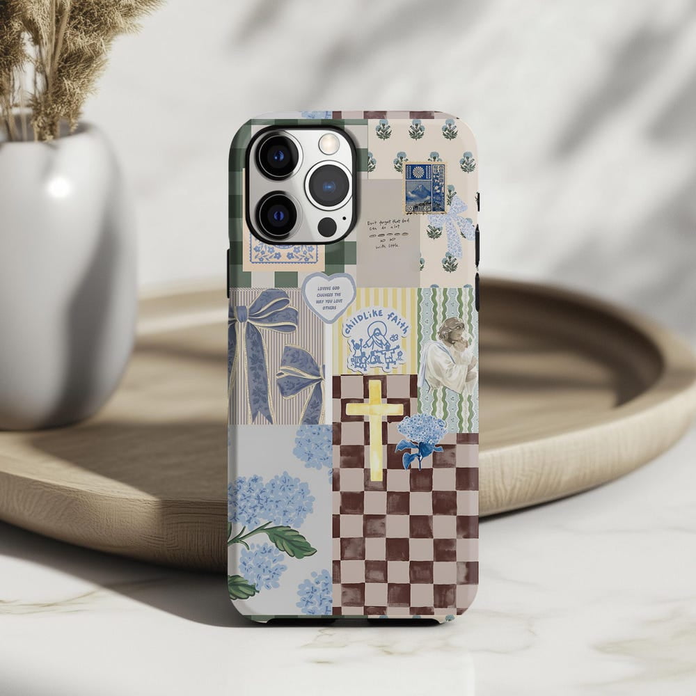 Christian Collage Floral Cross Religious Phone Case 17 16 15 14 13 11 ...