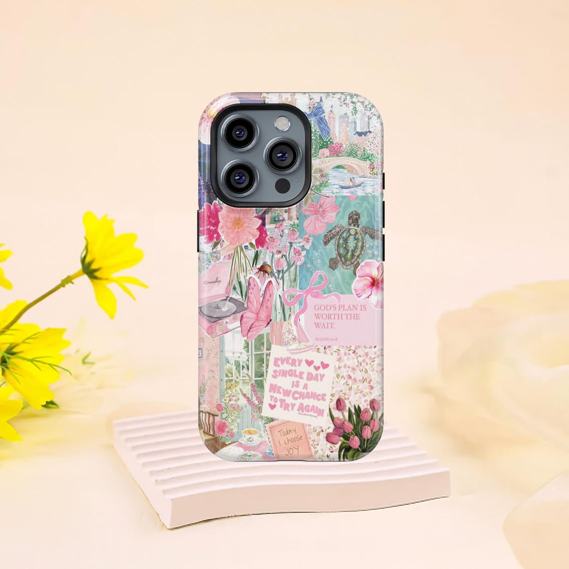 Christian Collage Pastel Cute Spring Faith Icon Phone Case for iPhone ...