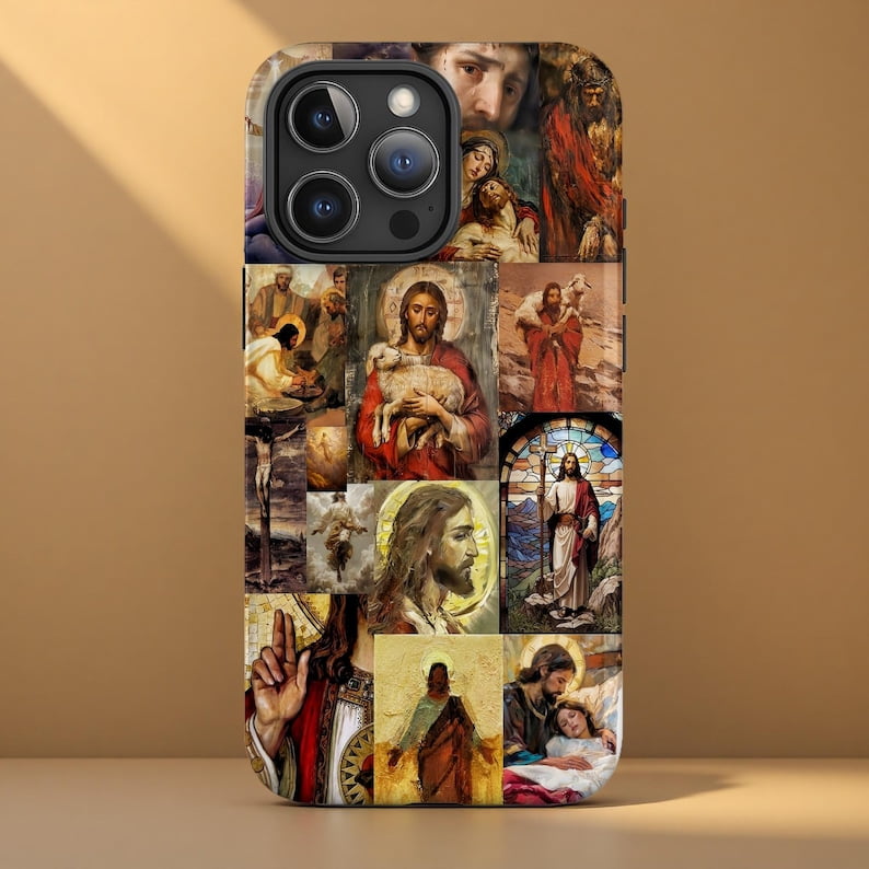 Christian Collage Phone Case for iPhone 11 to 17 Pro Max Jesus and ...