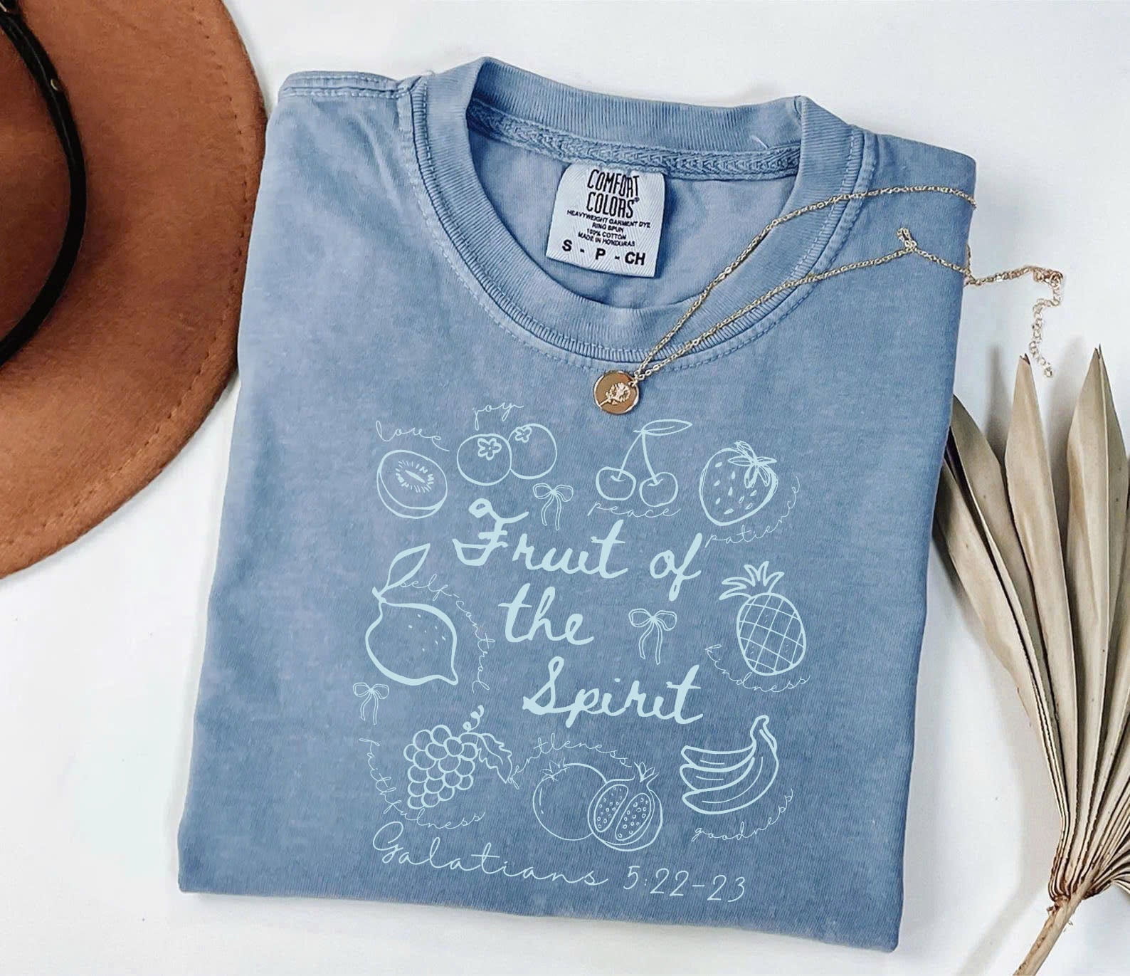 Christian Comfort Colors T-Shirt – Fruit of the Spirit Bible Verse Tee, Preppy Faith Shirt ...