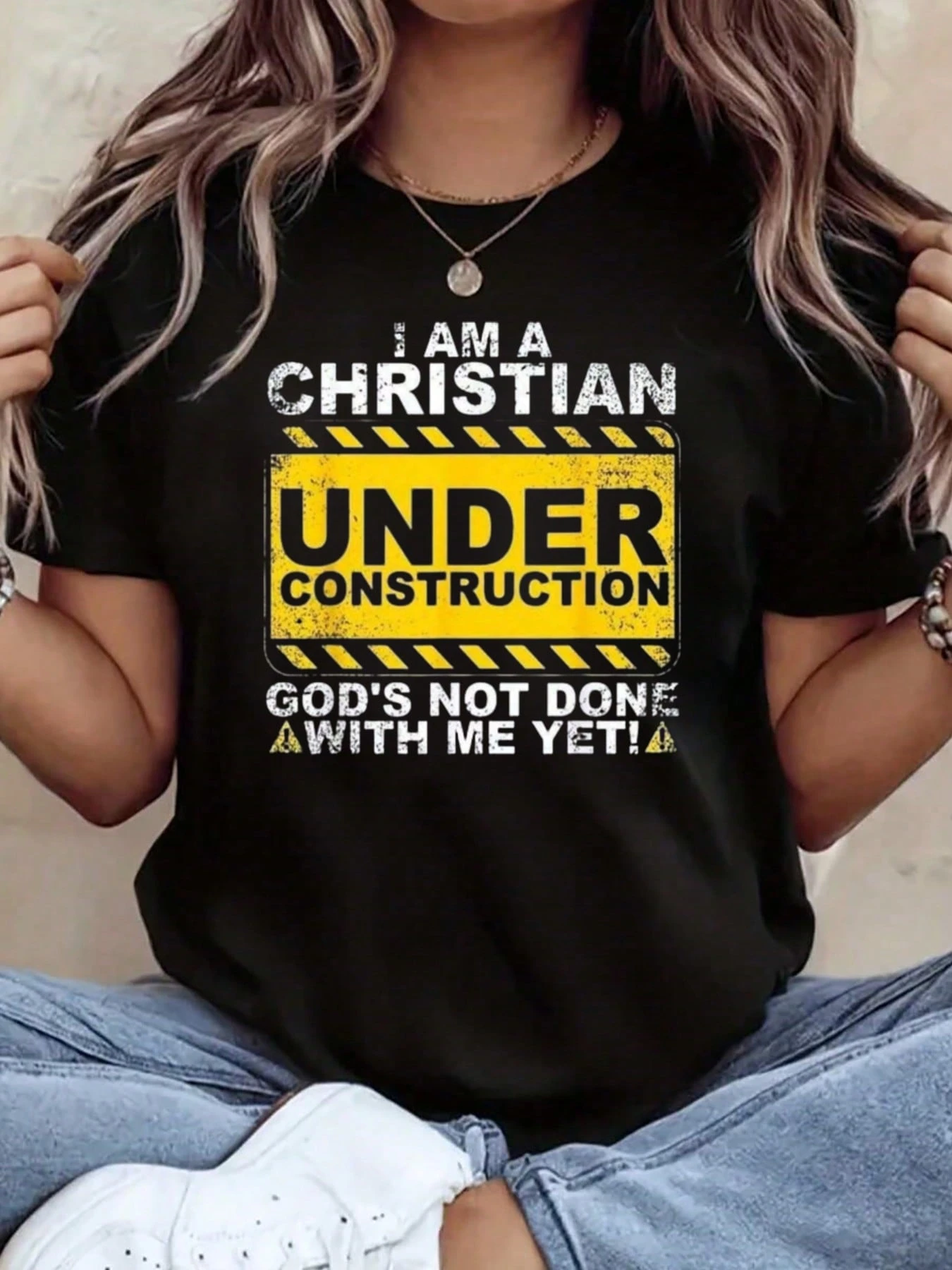 Christian Under Construction Religious Graphic T-Shirt - Unisex Adult ...