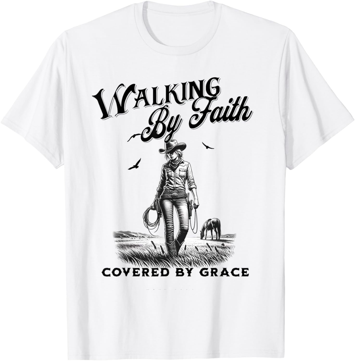 Christian Cowgirl Bible Verse Western Jesus Faith Based T-Shirt tee ...