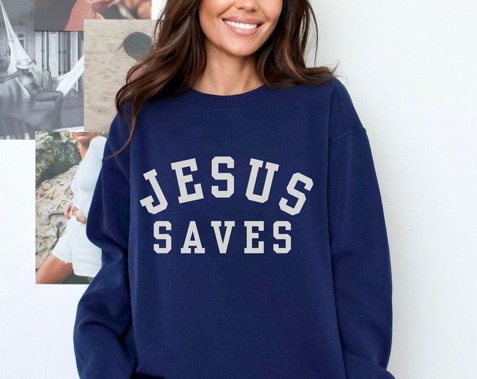 Christian Crewneck Jesus Saves Christian Merch Spiritual Sweatshirt ...