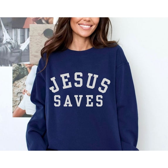 Christian Crewneck Jesus Saves Christian Merch Spiritual Sweatshirt ...