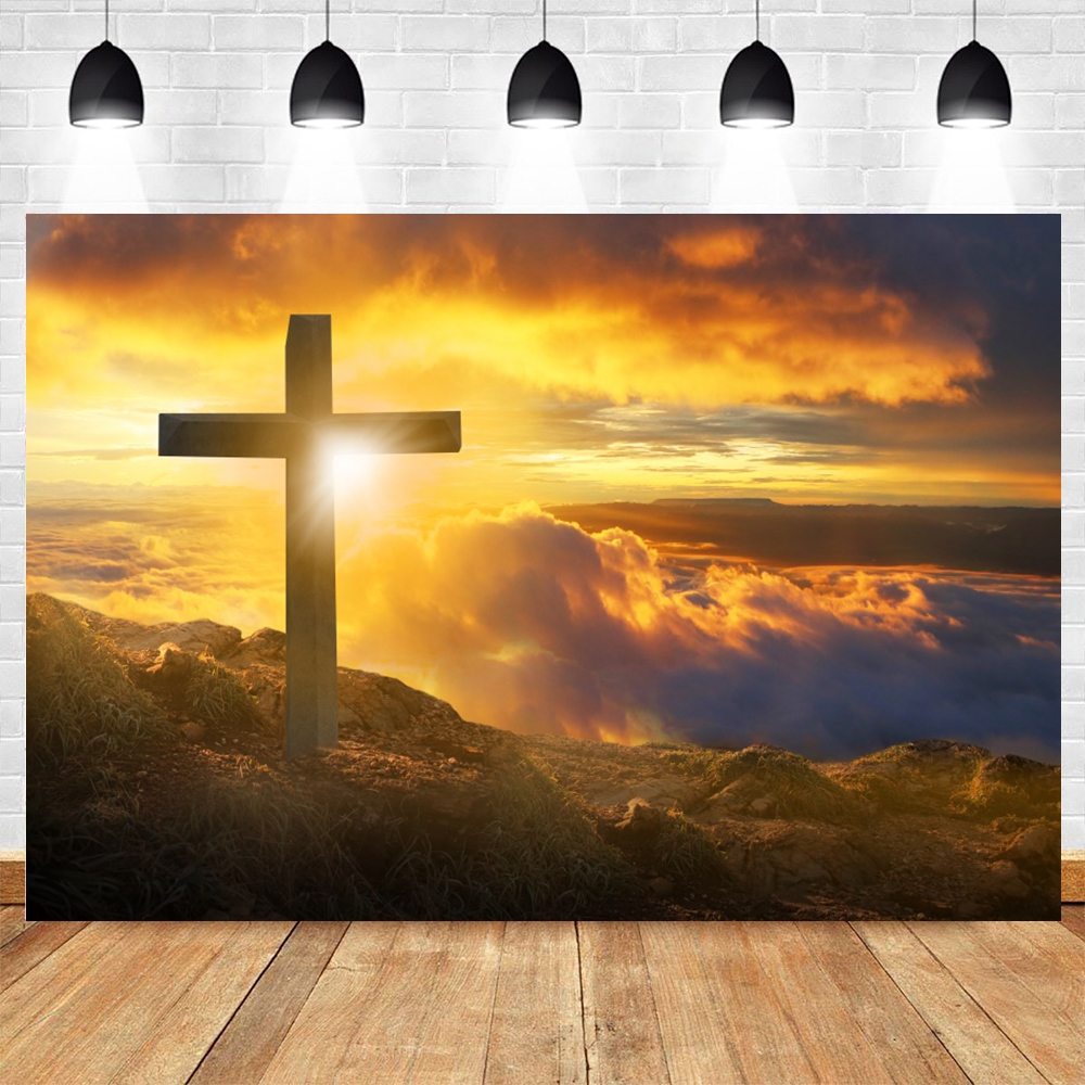 Christian Cross Backdrop Holy Lights Heaven Sky Clouds Crucifix ...