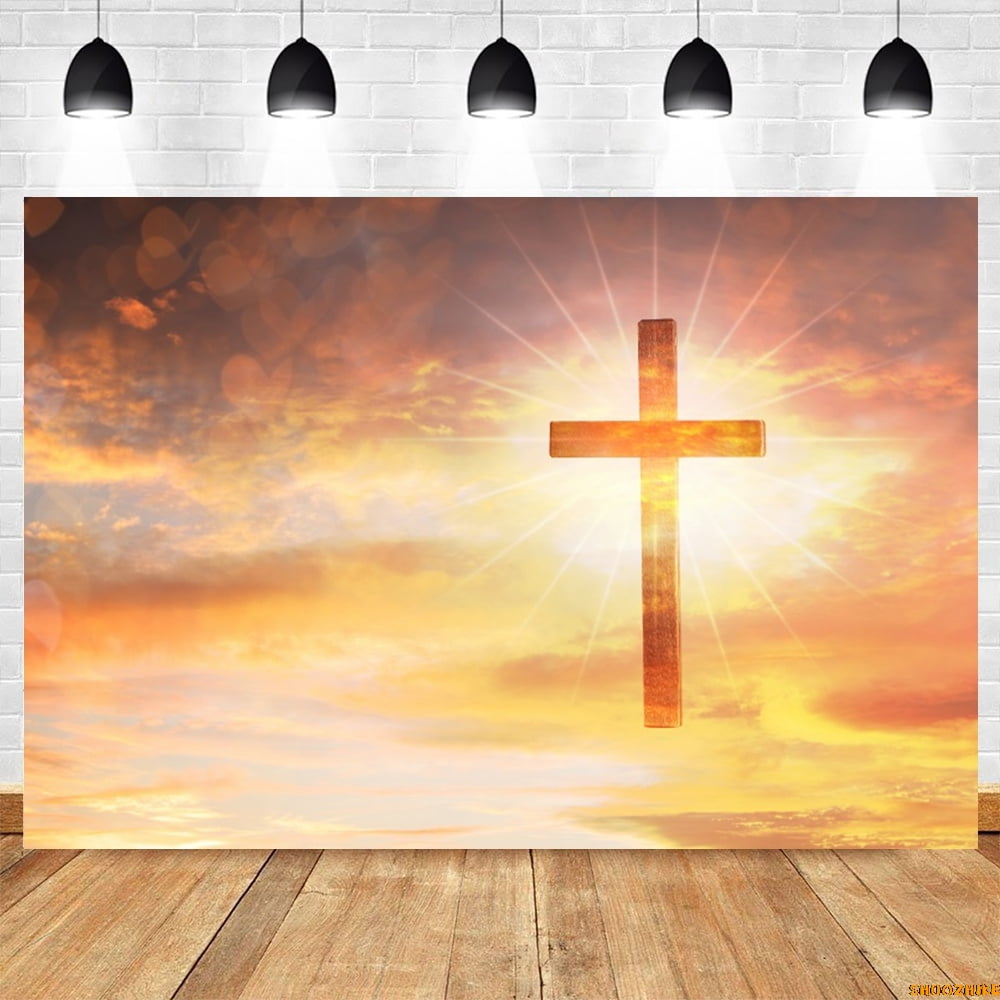 Christian Cross Backdrop White Clouds Blue Sky God Bless Holy Spirit ...