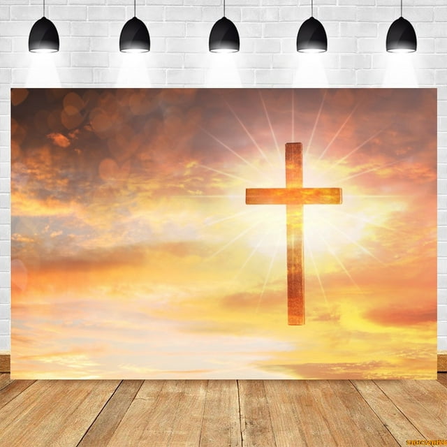 Christian Cross Backdrop White Clouds Blue Sky God Bless Holy Spirit ...