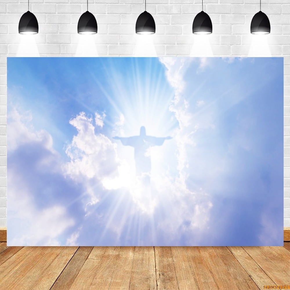 Christian Cross Backdrop White Clouds Blue Sky God Bless Holy Spirit ...