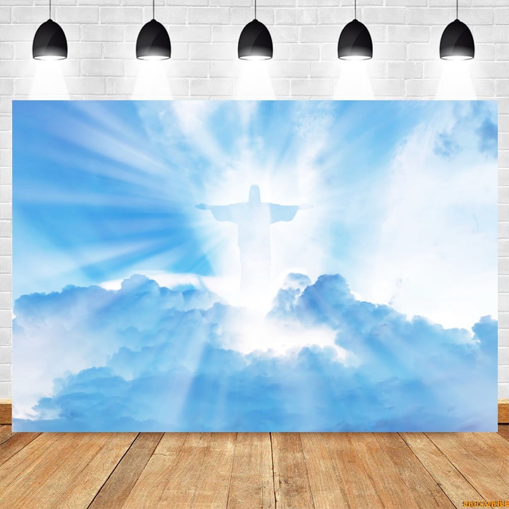 Christian Cross Backdrop White Clouds Blue Sky God Bless Holy Spirit ...