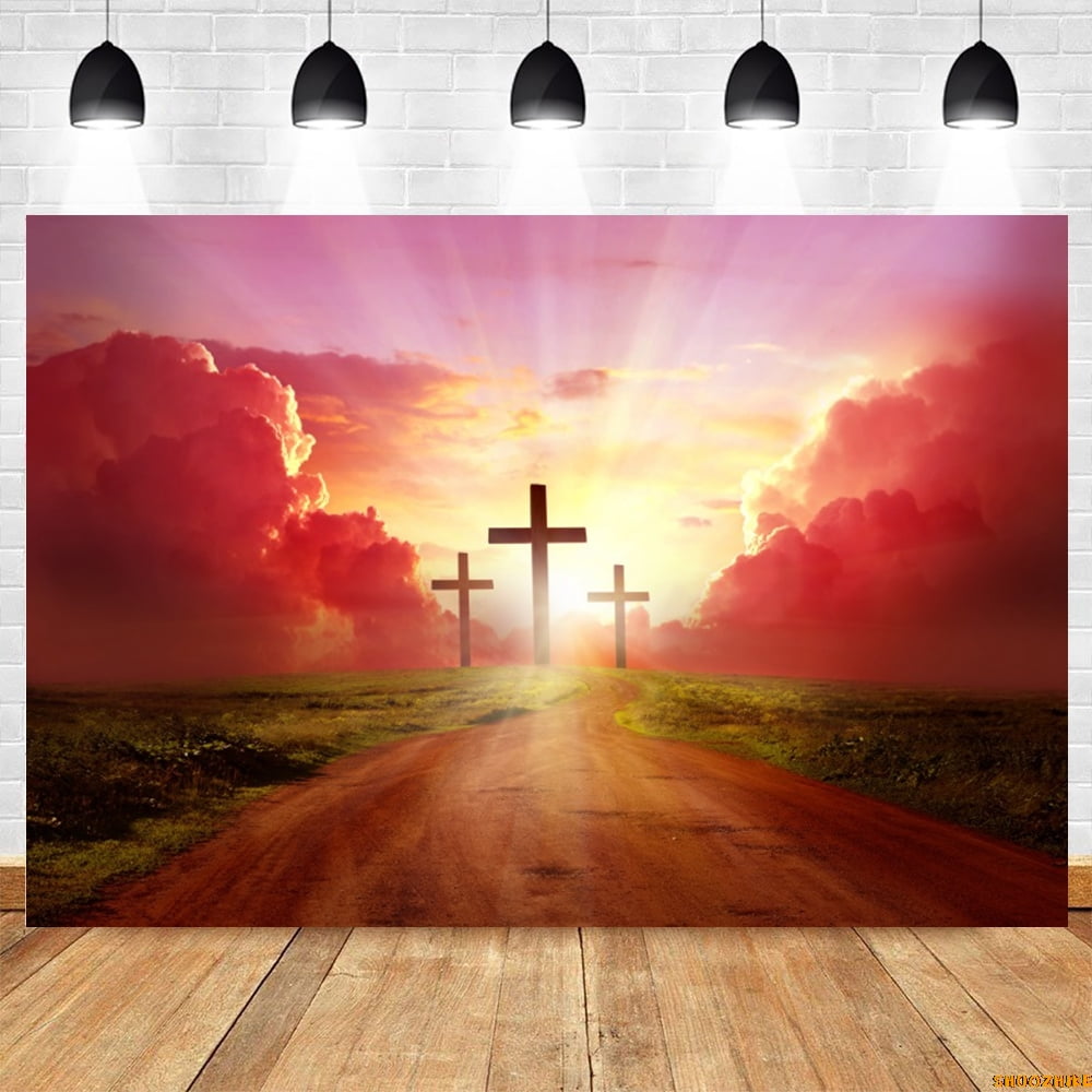 Christian Cross Backdrop White Clouds Blue Sky God Bless Holy Spirit ...