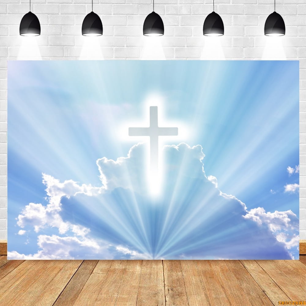 Christian Cross Backdrop White Clouds Blue Sky God Bless Holy Spirit ...