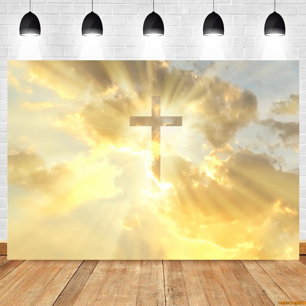 Christian Cross Backdrop White Clouds Blue Sky God Bless Holy Spirit ...