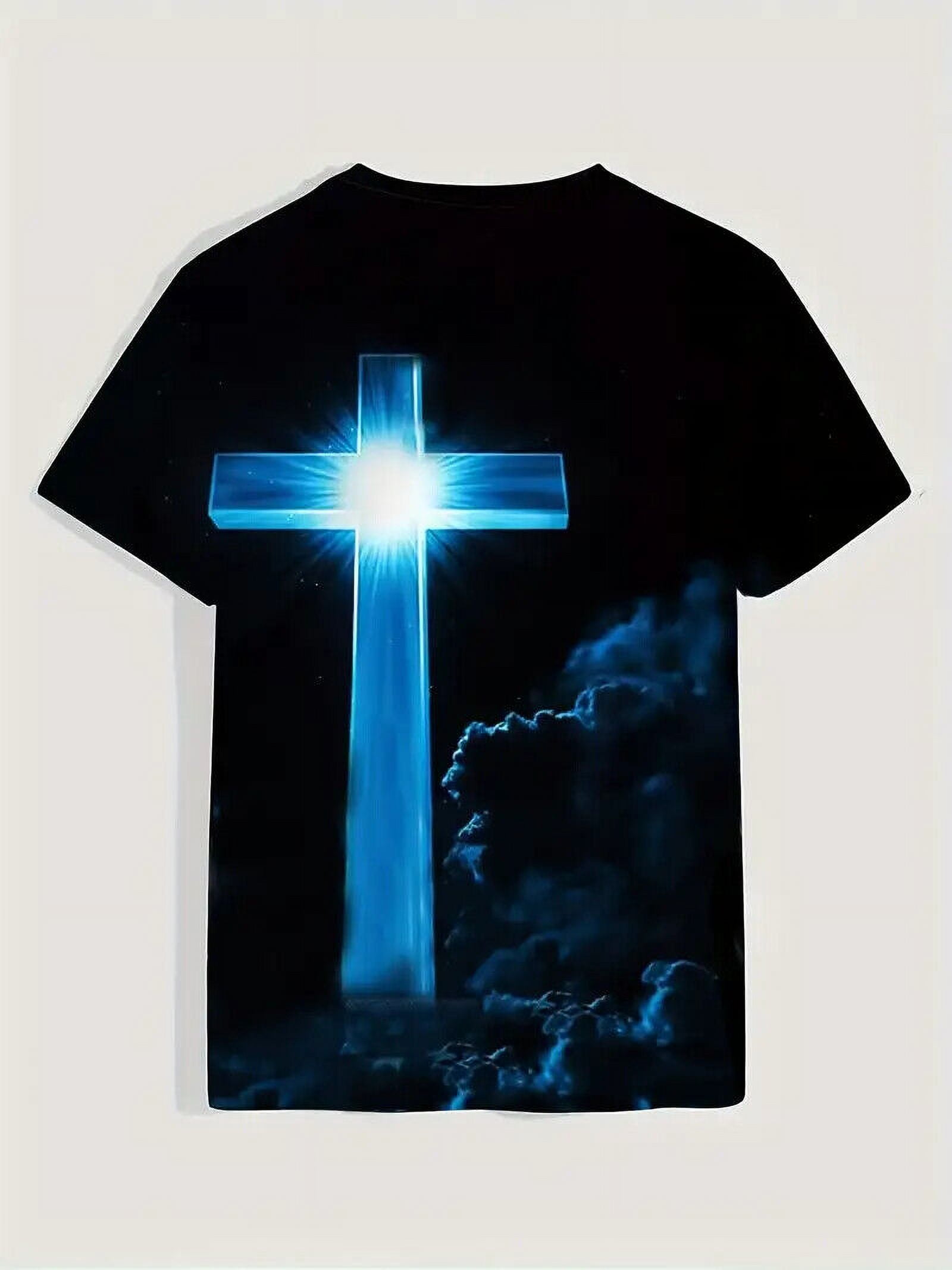 Christian Cross Cloud Blue Black Fashion Novelty Menapos s Tee ...