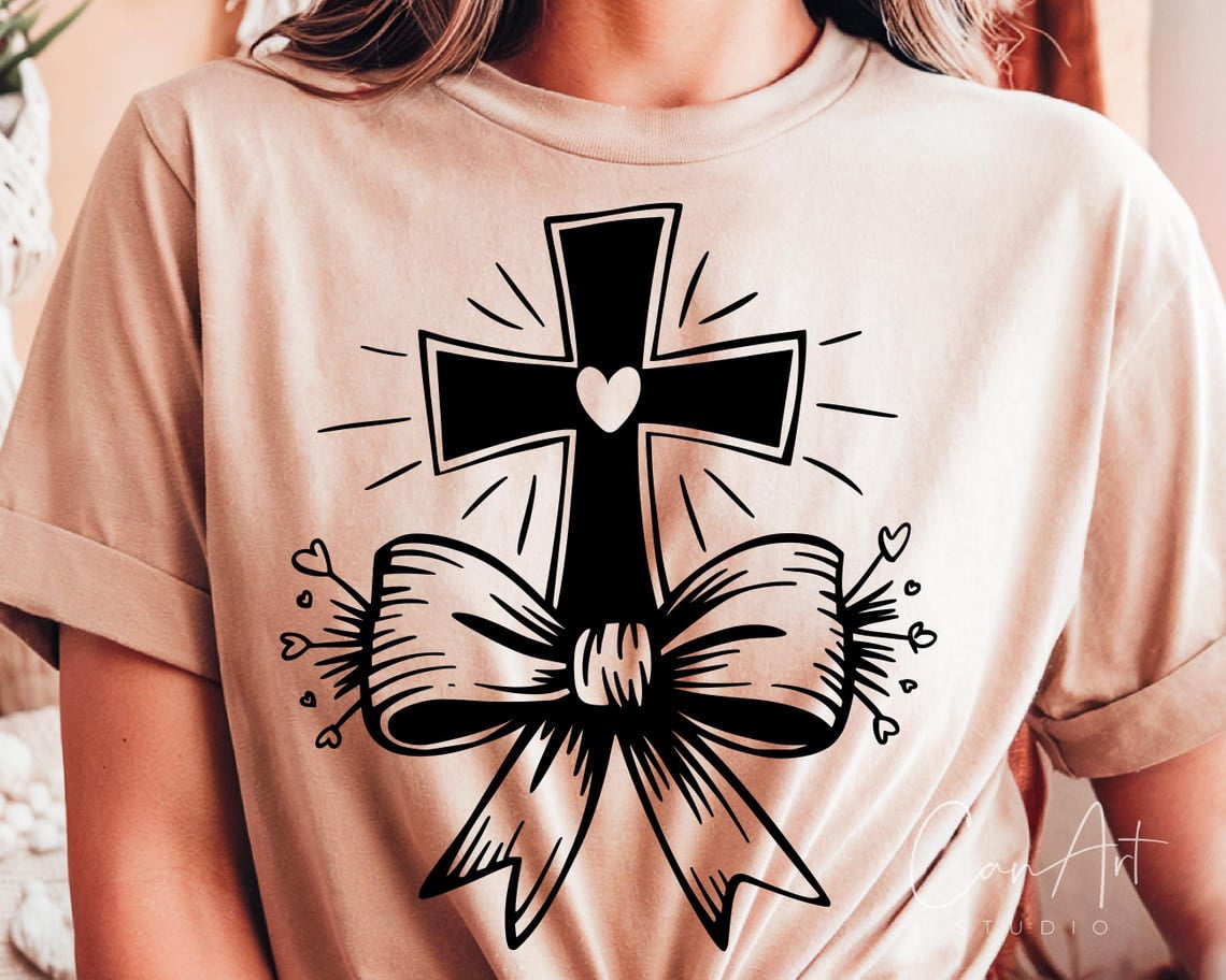 Christian Cross Coquette Svg Clipart, Religious Cross Designs For ...