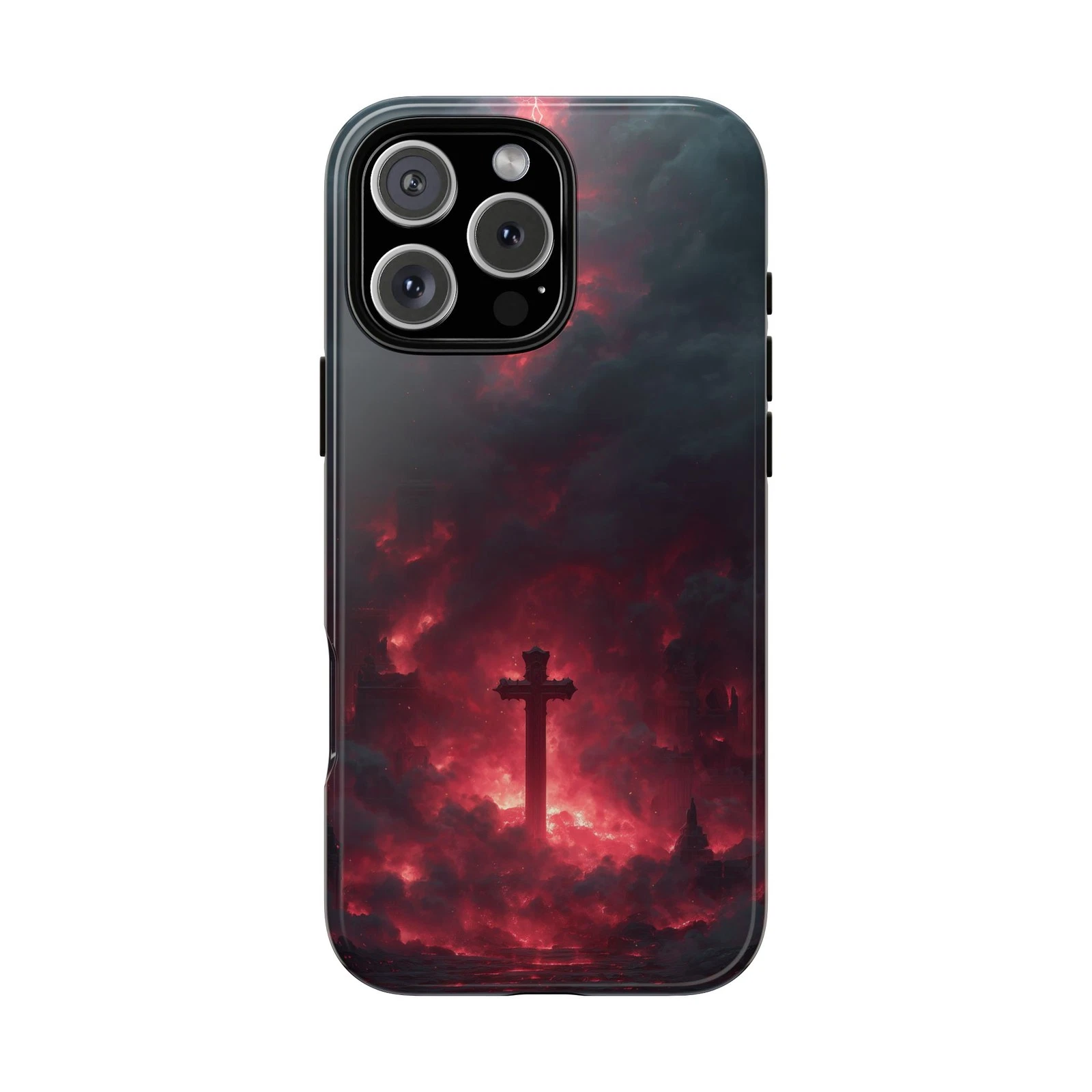 Christian Cross Crimson Ember Glow Art Phone Case with iPhone 17 ...