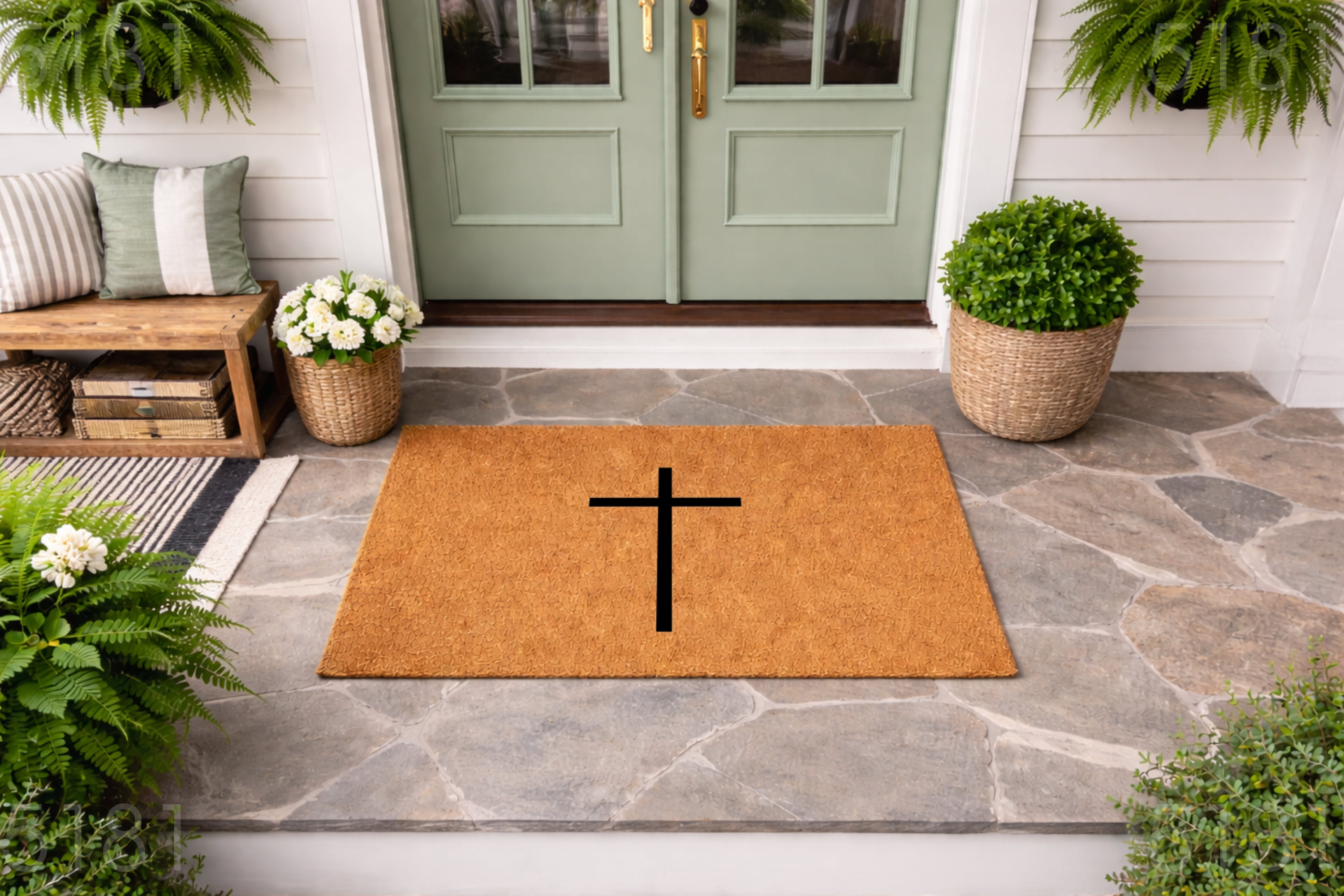 Cross Design Doormat, Outdoor Entryway Welcome Mat (16x24 inches ...