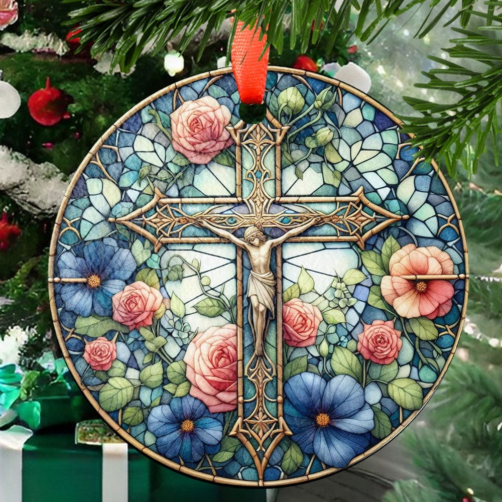 Christian Cross Flower Window Ornament Style, Suncatcher Window Hanging ...