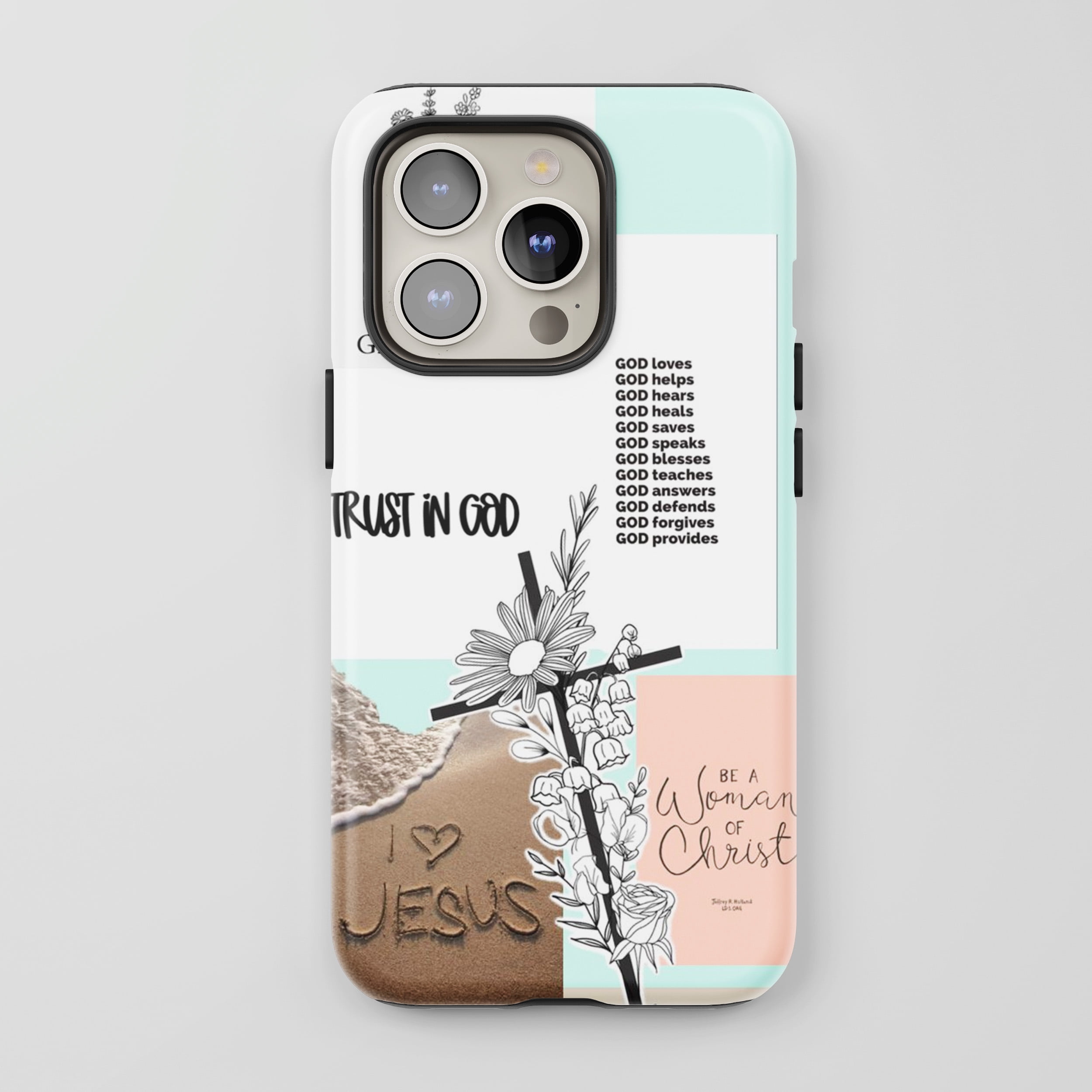 Christian Cross For All iPhone Series Tough Phone Case Religious Art ...
