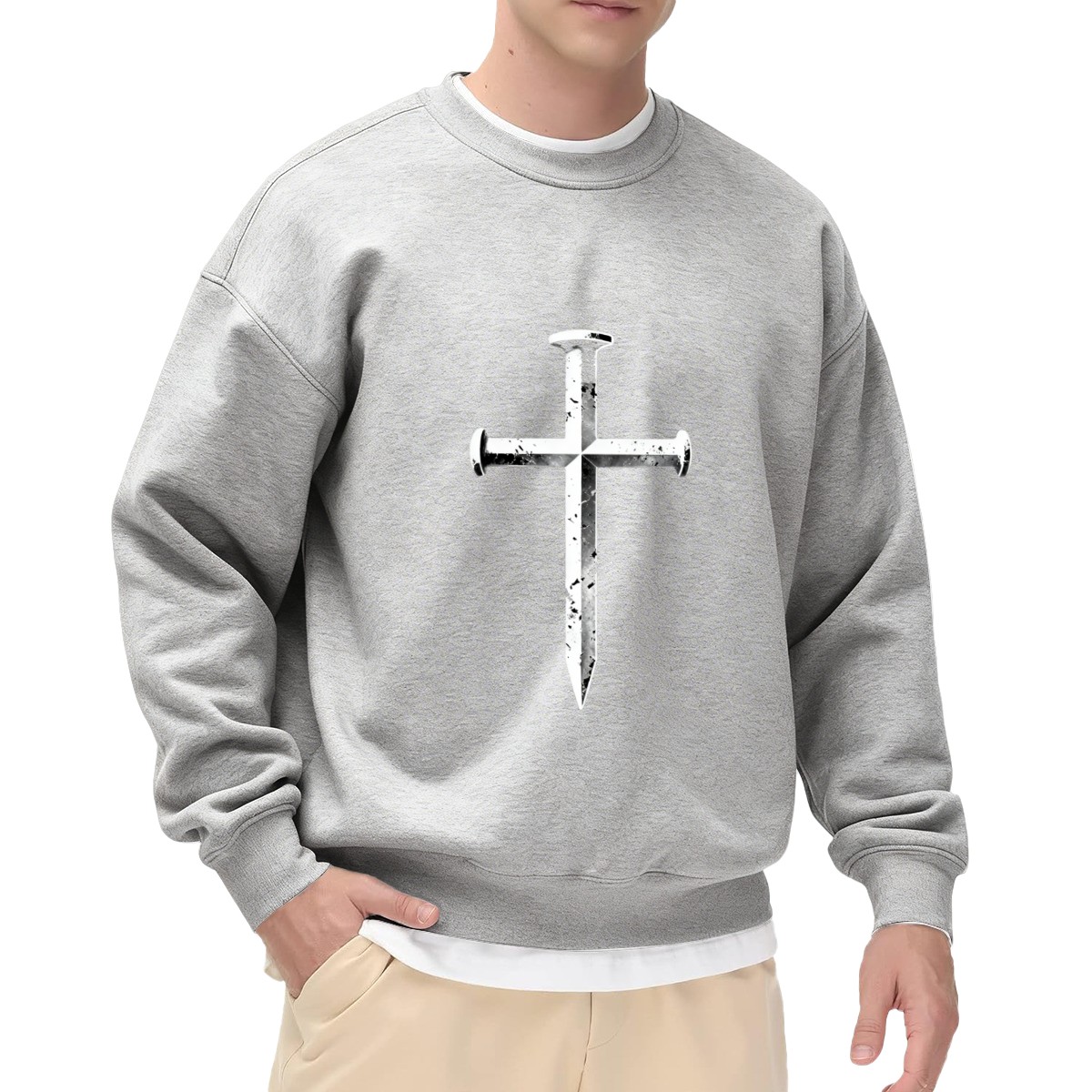 Christian Cross Graphic Crewneck Sweatshirt with Long Sleeves Men’s and ...