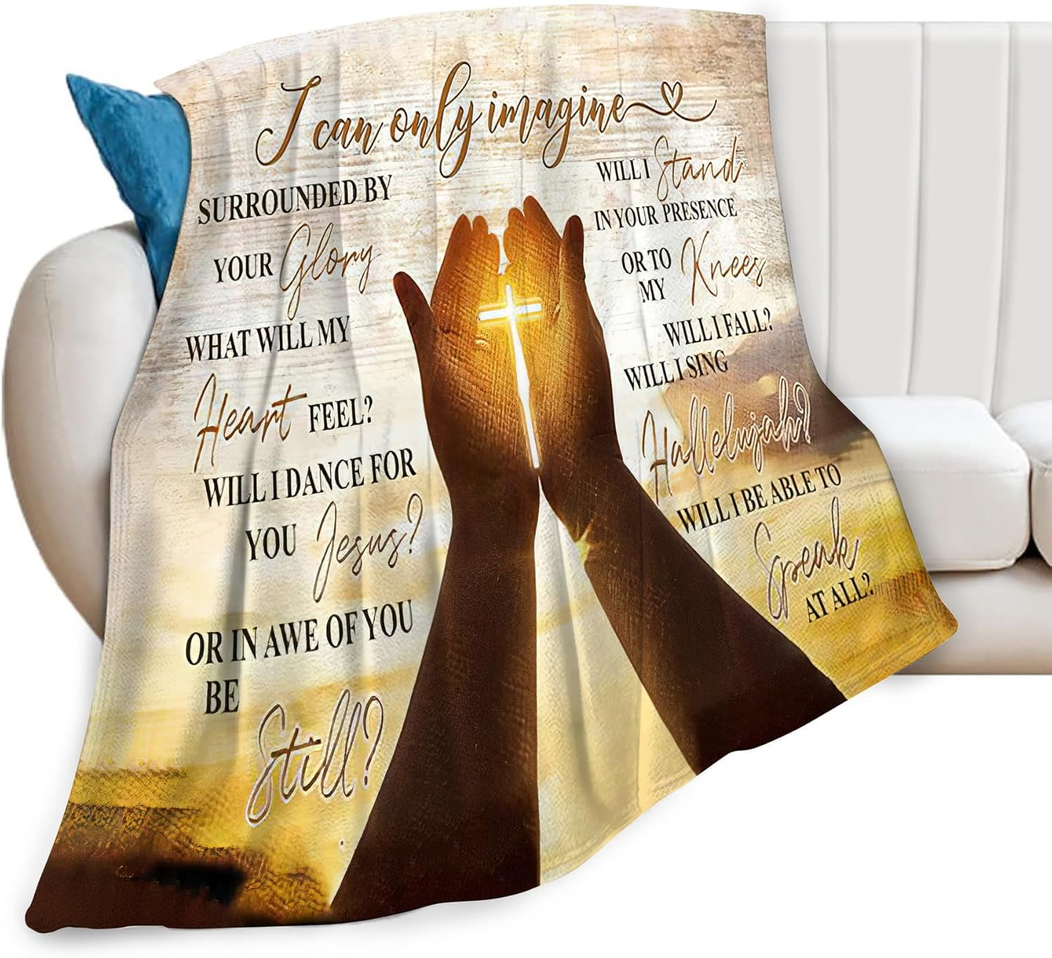 Christian Cross Hand of God Blanket Scripture Serenity Prayer Throw ...
