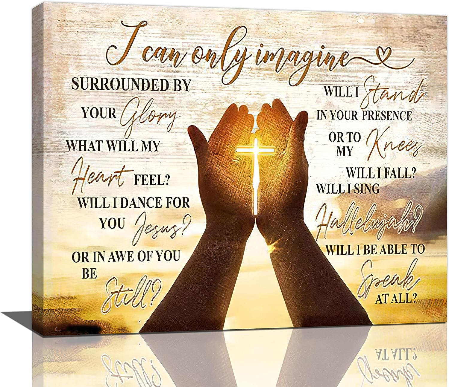 Christian Cross In Hands Wall Art Rustic I Can Only Imagine Wall Decor Gold Country Pictures ...