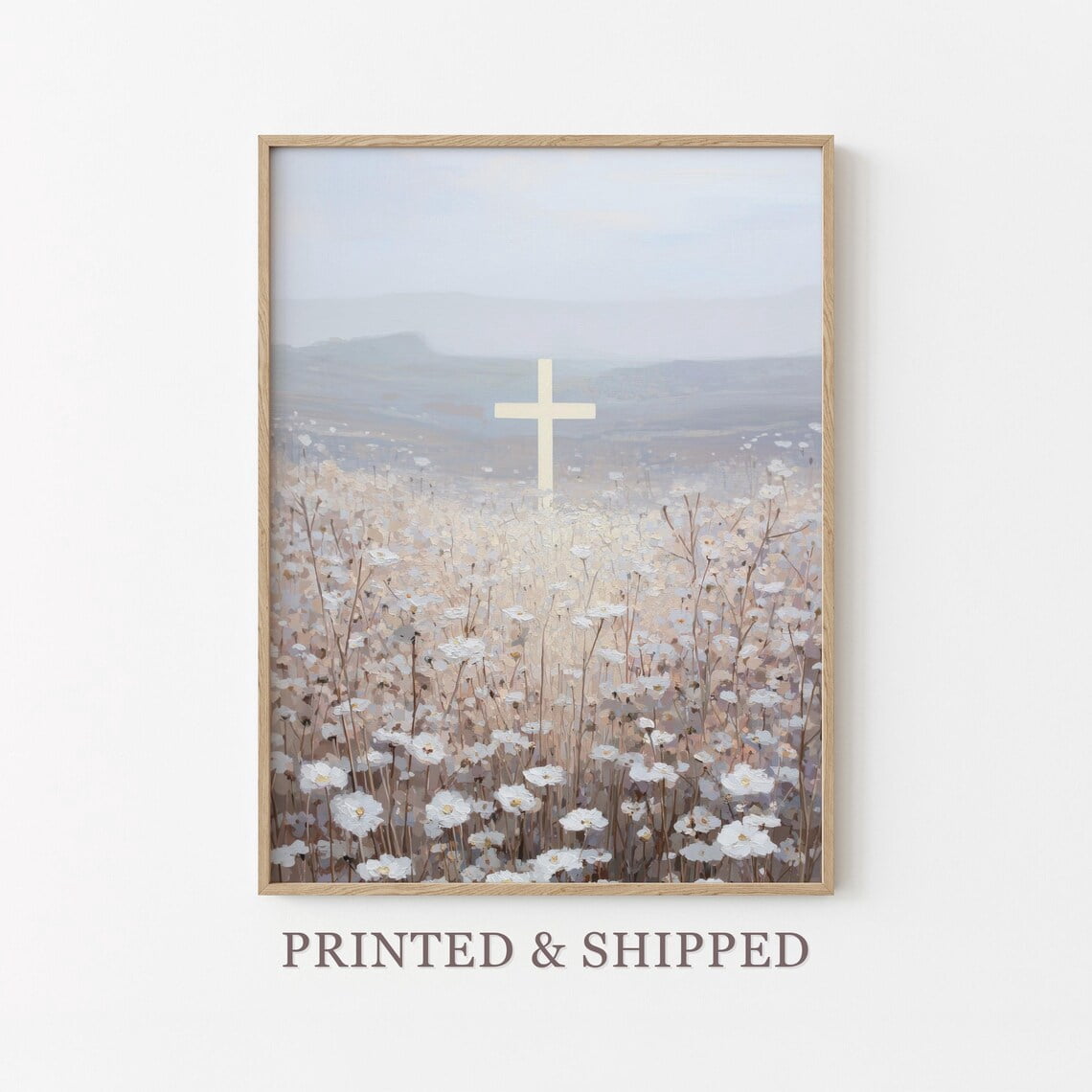Christian Cross In A Wildflower Field Print, Unframed Paper Poster ...